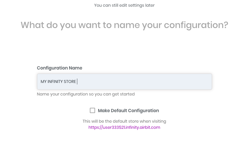 How to Create a Configuration in your Infinity Store – Airbit